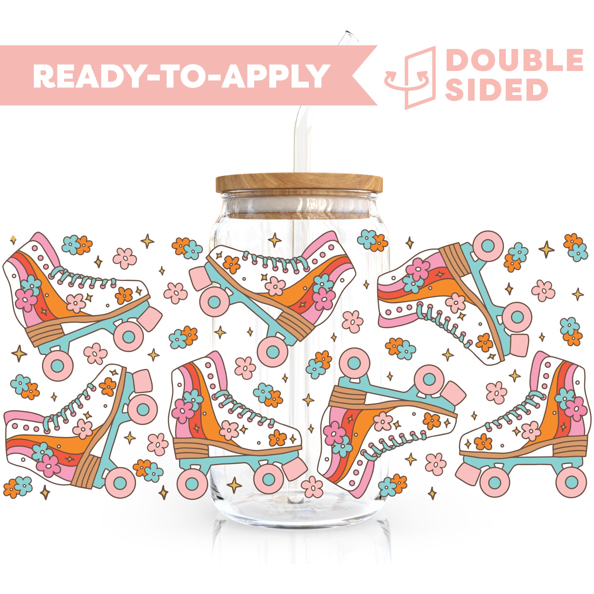[ Double Sided ] 16oz Cup UV DTF Decal | Groovy Roller Skate – Caluya ...