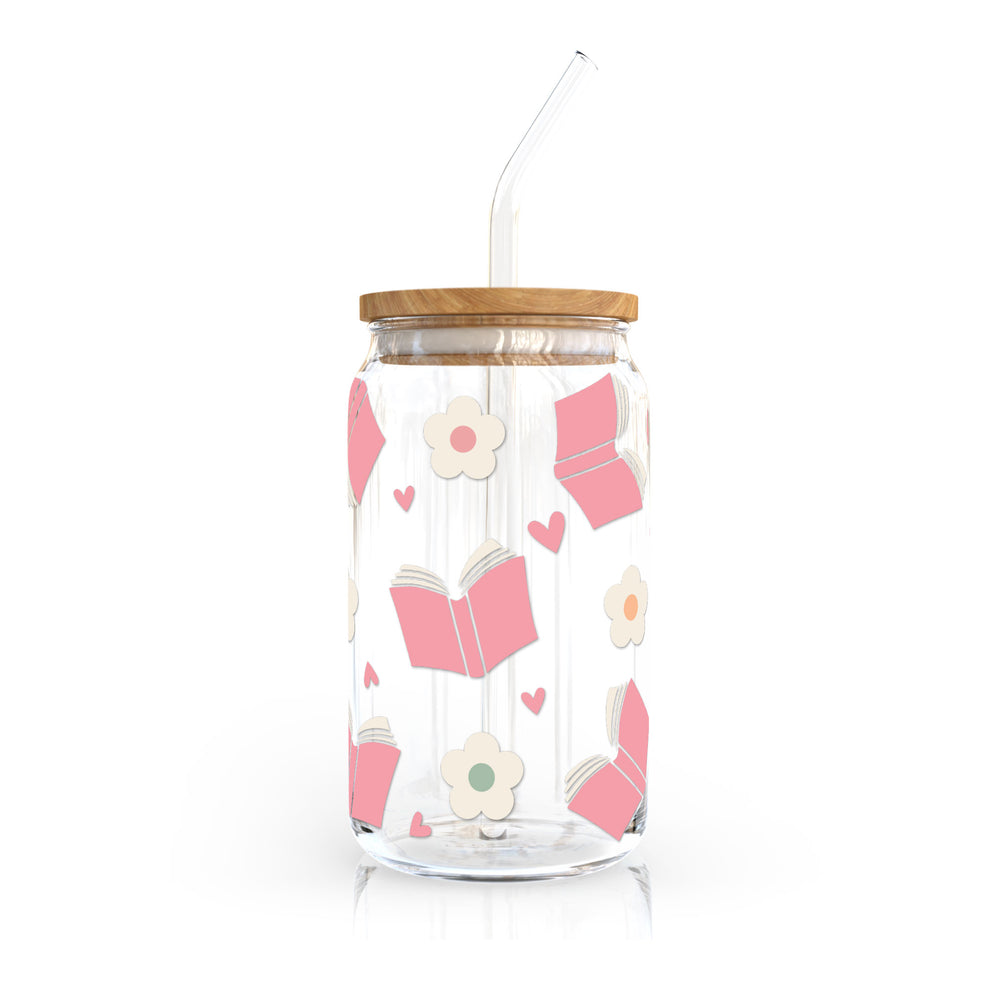 16oz Libbey Can Cup Wrap SVG | Floral Book SVG | Book Lover SVG ...