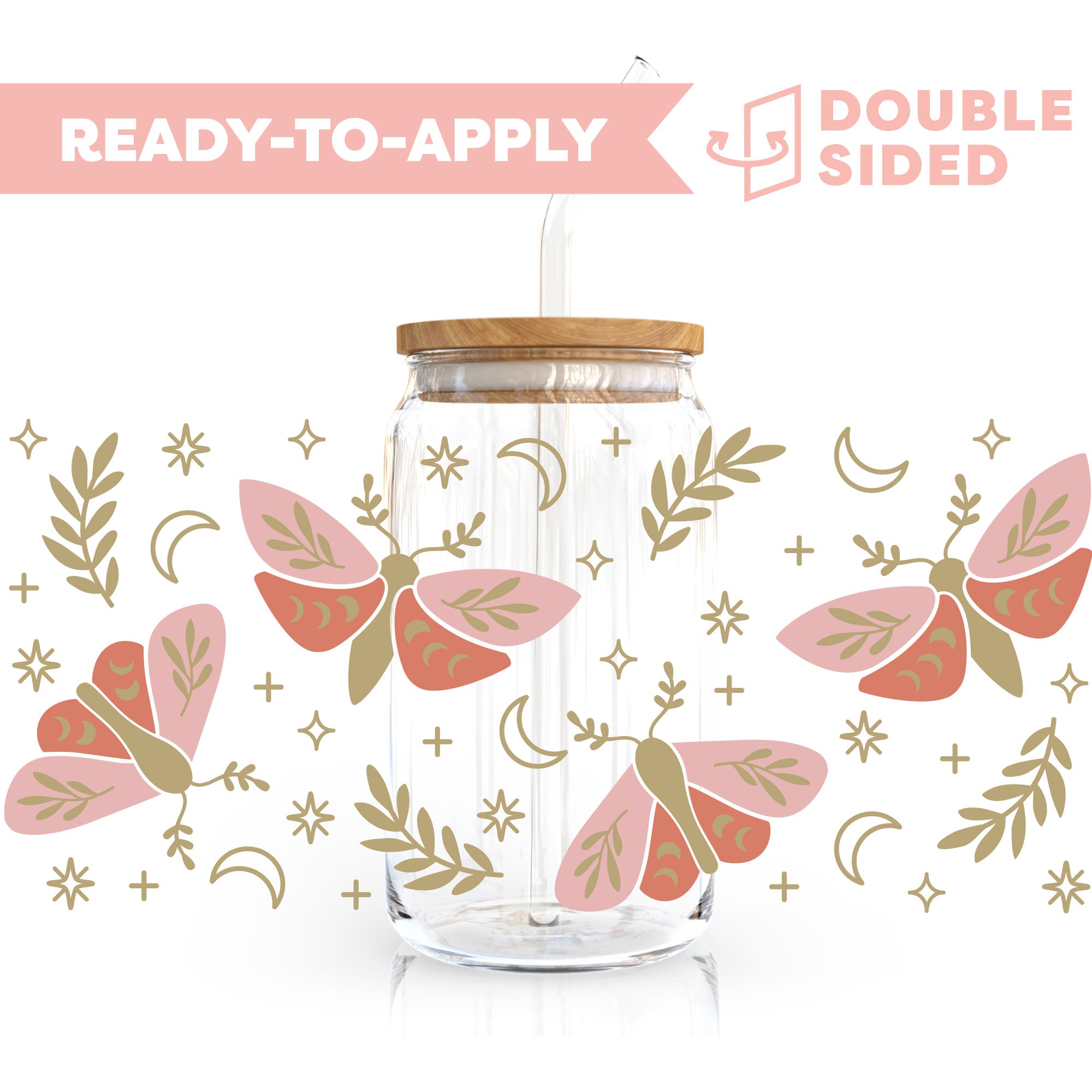 [ Double Sided ] 16oz Cup UV DTF Decal | Mystic Moth – Caluya Design