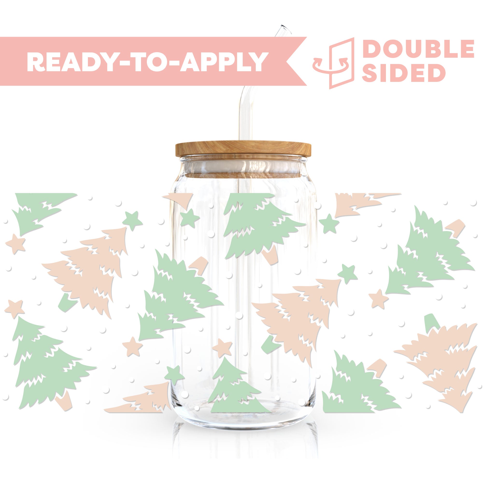 [ Double Sided ] 16oz Christmas Cup Decal | Pastel Christmas Tree ...