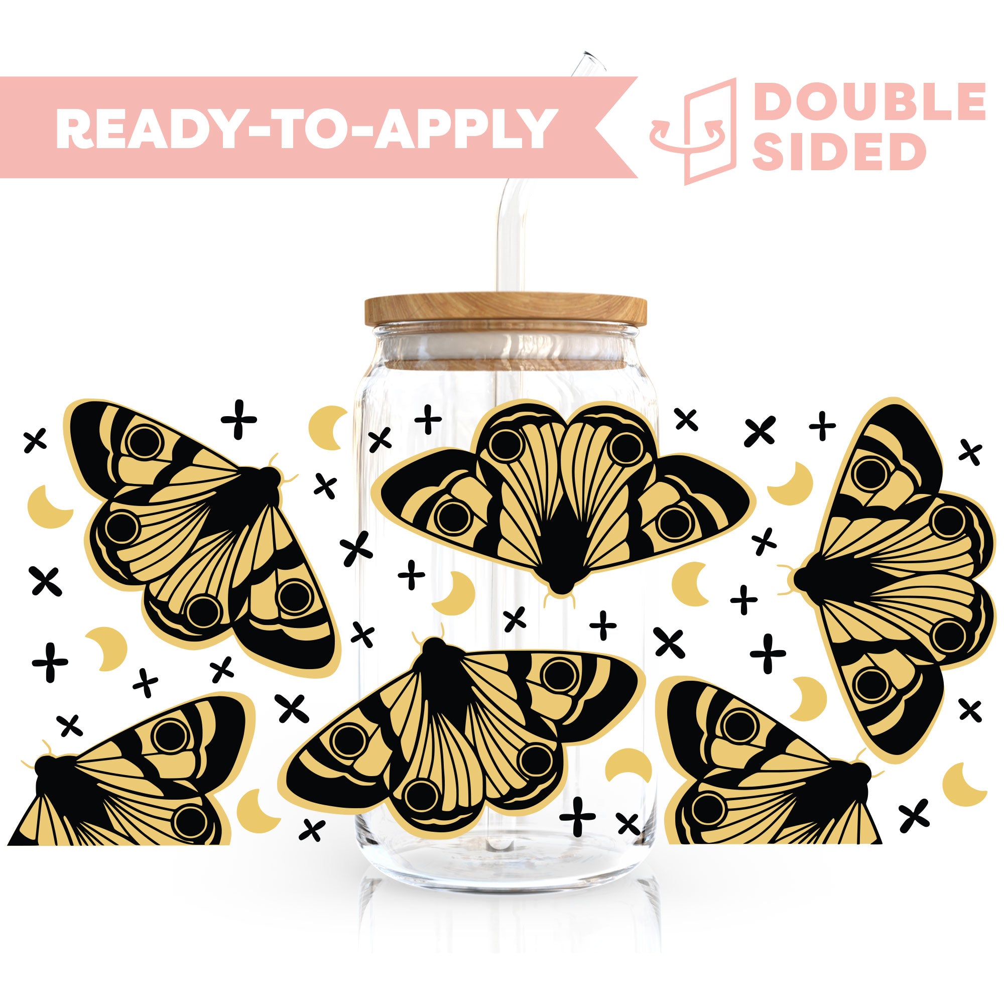 [ Double Sided ] 16oz Cup UV DTF Decal | Witchy Moth – Caluya Design