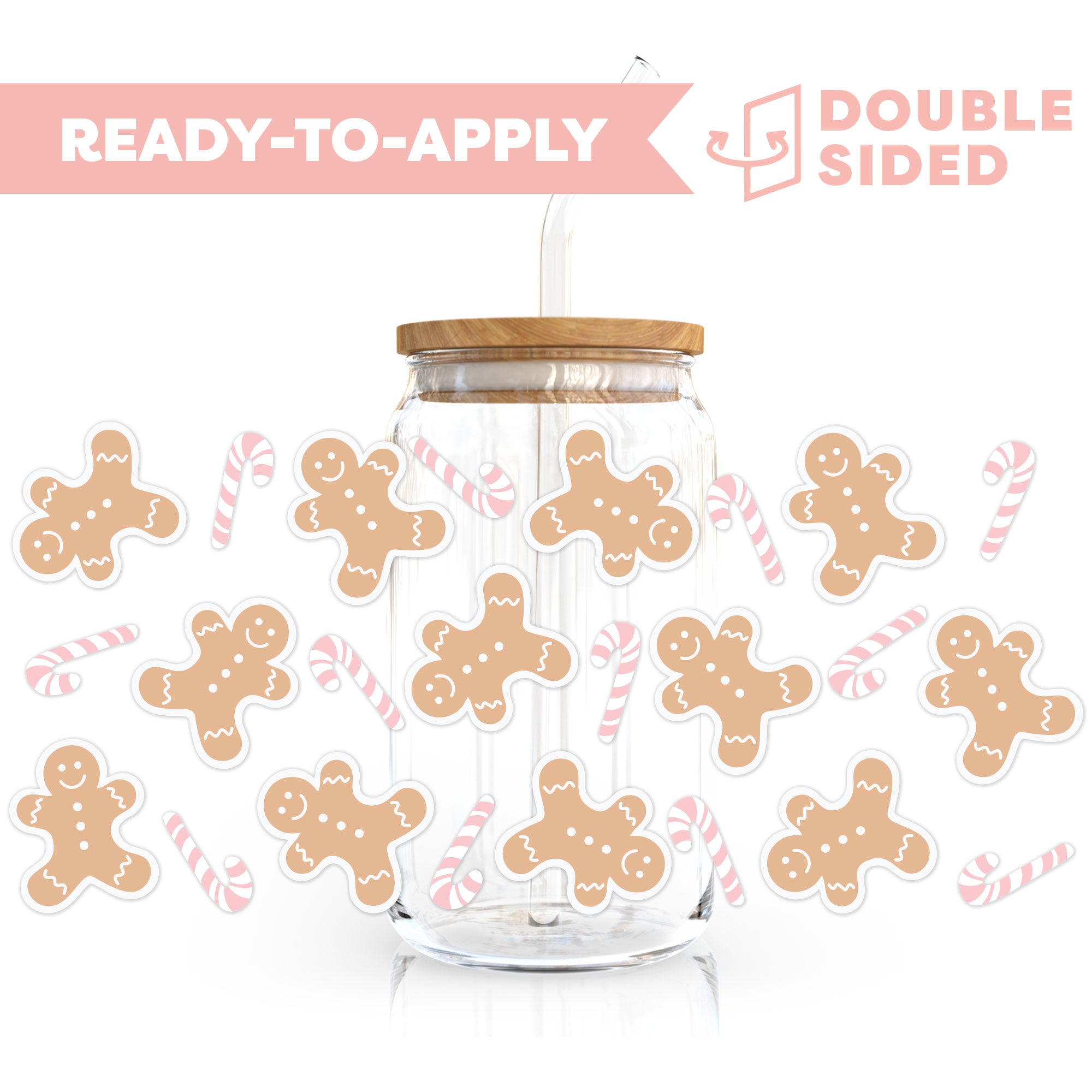 [ Double Sided ] 16oz Christmas Cup Decal | Pink Gingerbread Man ...