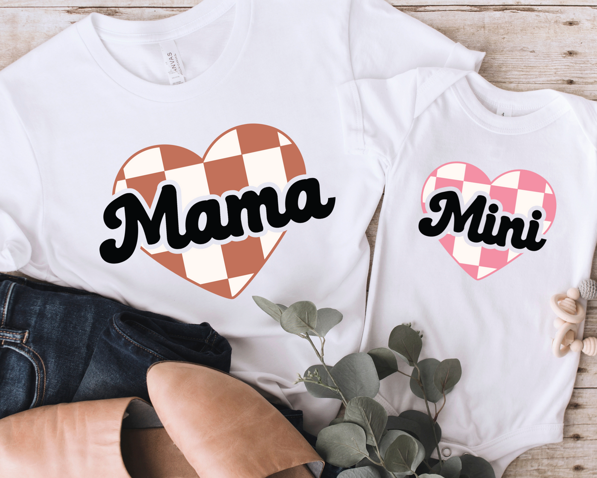 FREE Checkered Heart SVG | Mama and Mini SVG – Caluya Design