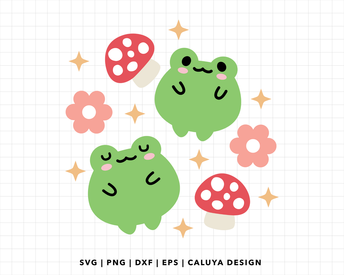 FREE Cute Flog SVG | Froggy with Mushroom SVG – Caluya Design