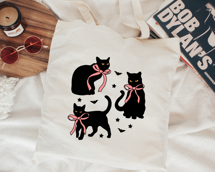 FREE Black Cat with Bow SVG | Coquette Cat Bow SVG – Caluya Design