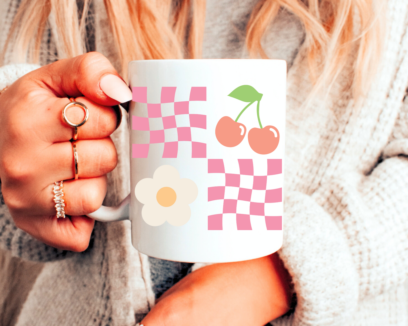 FREE Retro Cherry SVG | Checkered Cherry SVG – Caluya Design