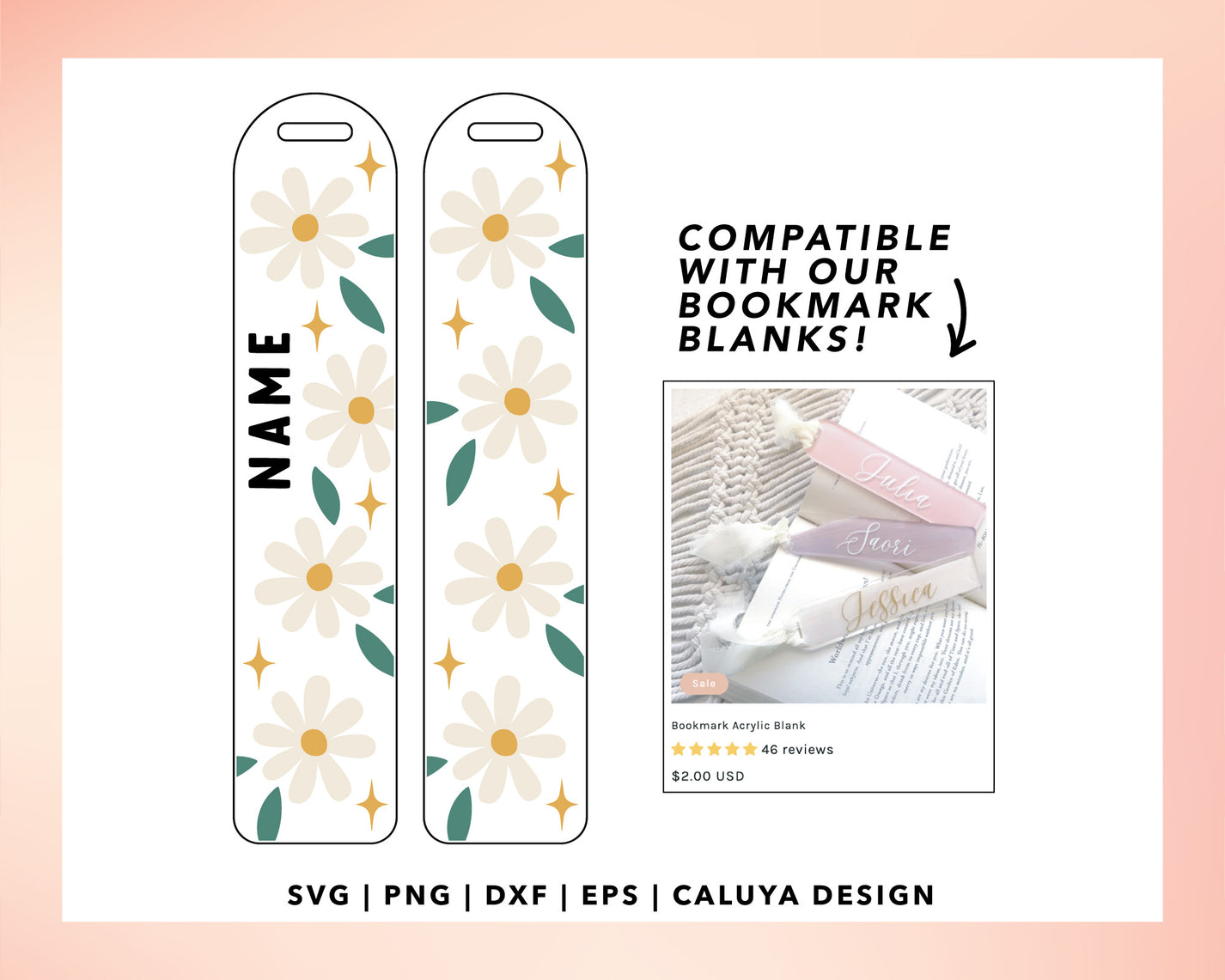Bookmark Template SVG | Cute Daisy SVG – Caluya Design