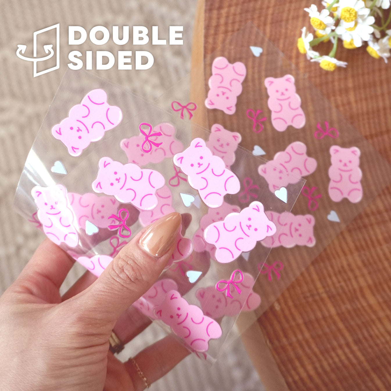 [ Double Sided ] 16oz Cup UV DTF Decal | Pink Gummy Bear – Caluya Design
