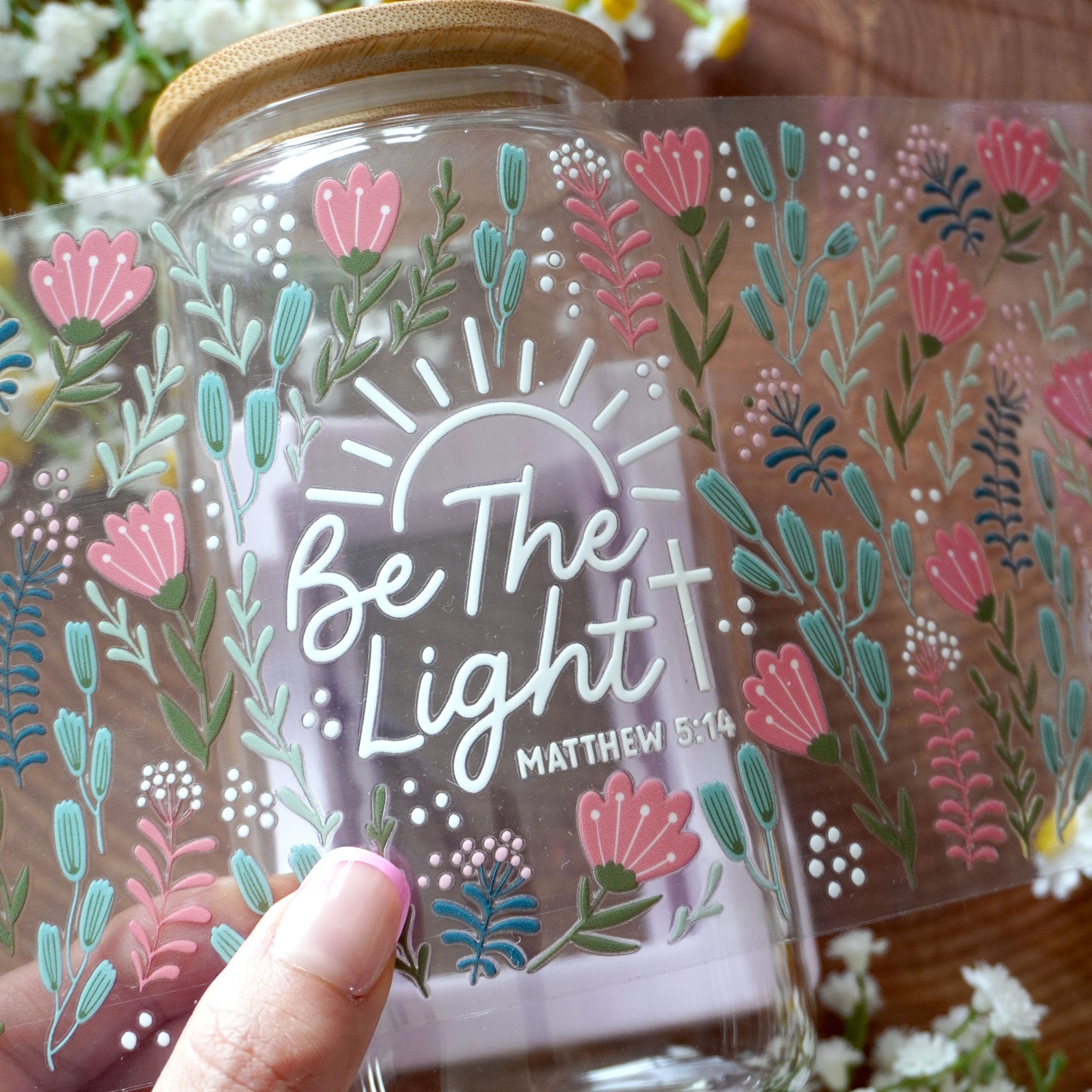 [ Double Sided ] 16oz Cup UV DTF Decal | Be The Light | Bible Verse Ma ...