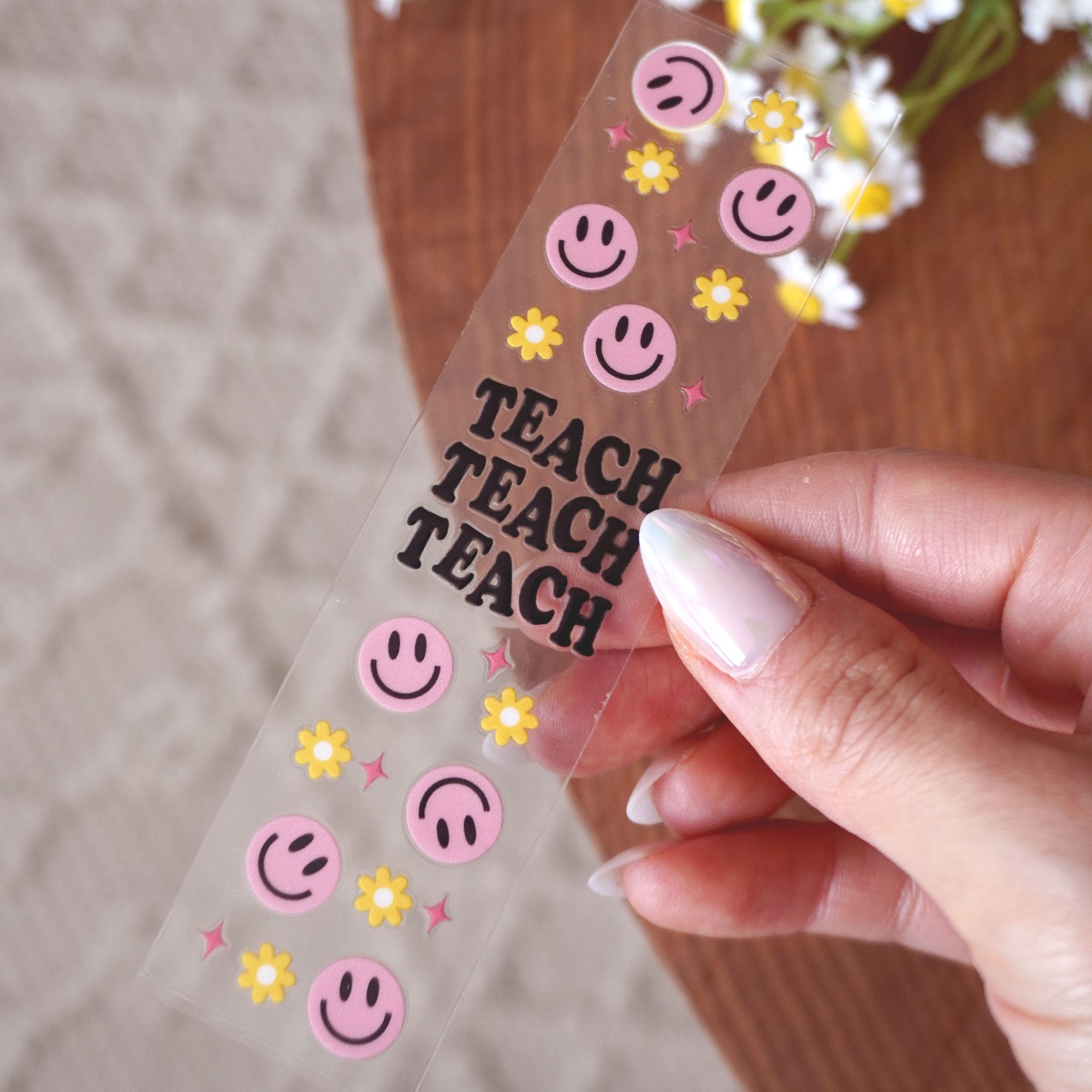[ Double Sided ] Bookmark UV DTF Decal | Teach Teach Teach – Caluya Design