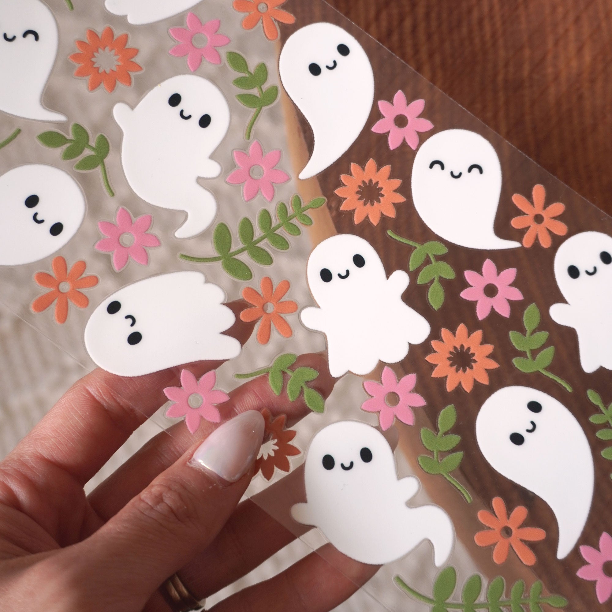 [ Double Sided ] 16oz Cup UV DTF Decal | Cute Flower Ghost – Caluya Design