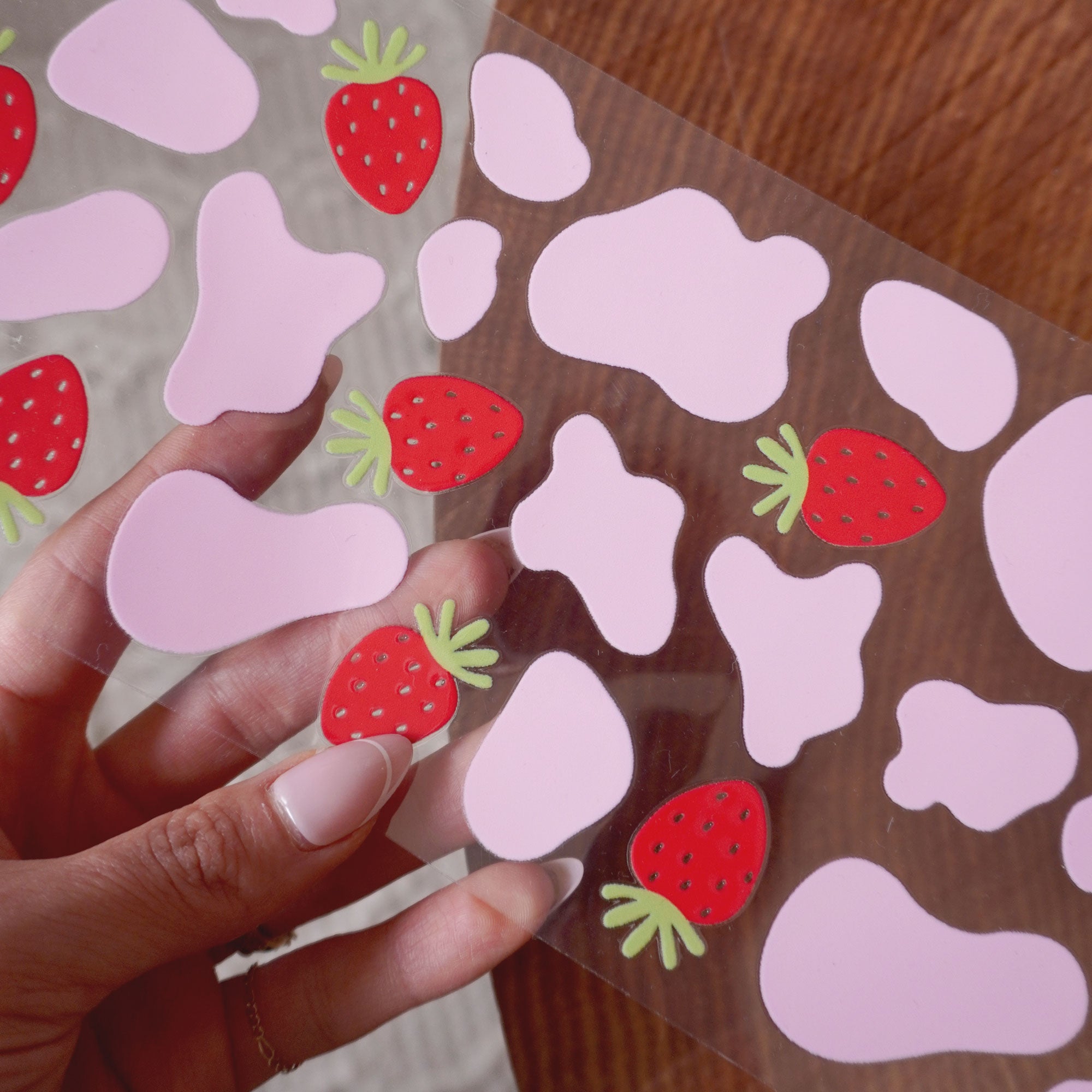 [ Double Sided ] 16oz Cup UV DTF Decal | Strawberry Milk – Caluya Design
