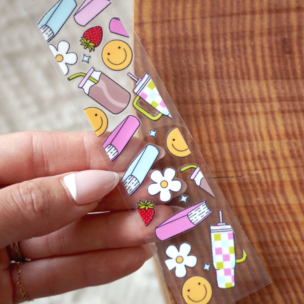 [ Double Sided ] Bookmark UV DTF Decal | Checkered Stanley & Book ...