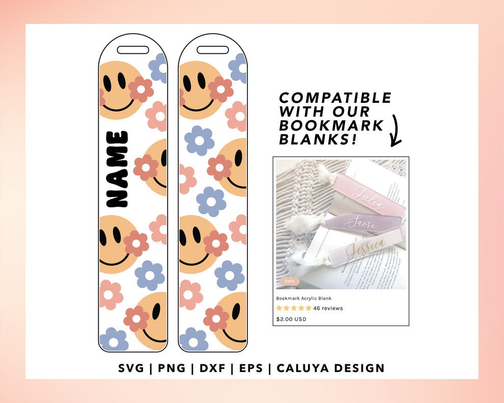 Bookmark Template SVG | Daisy Smiley Face SVG – Caluya Design