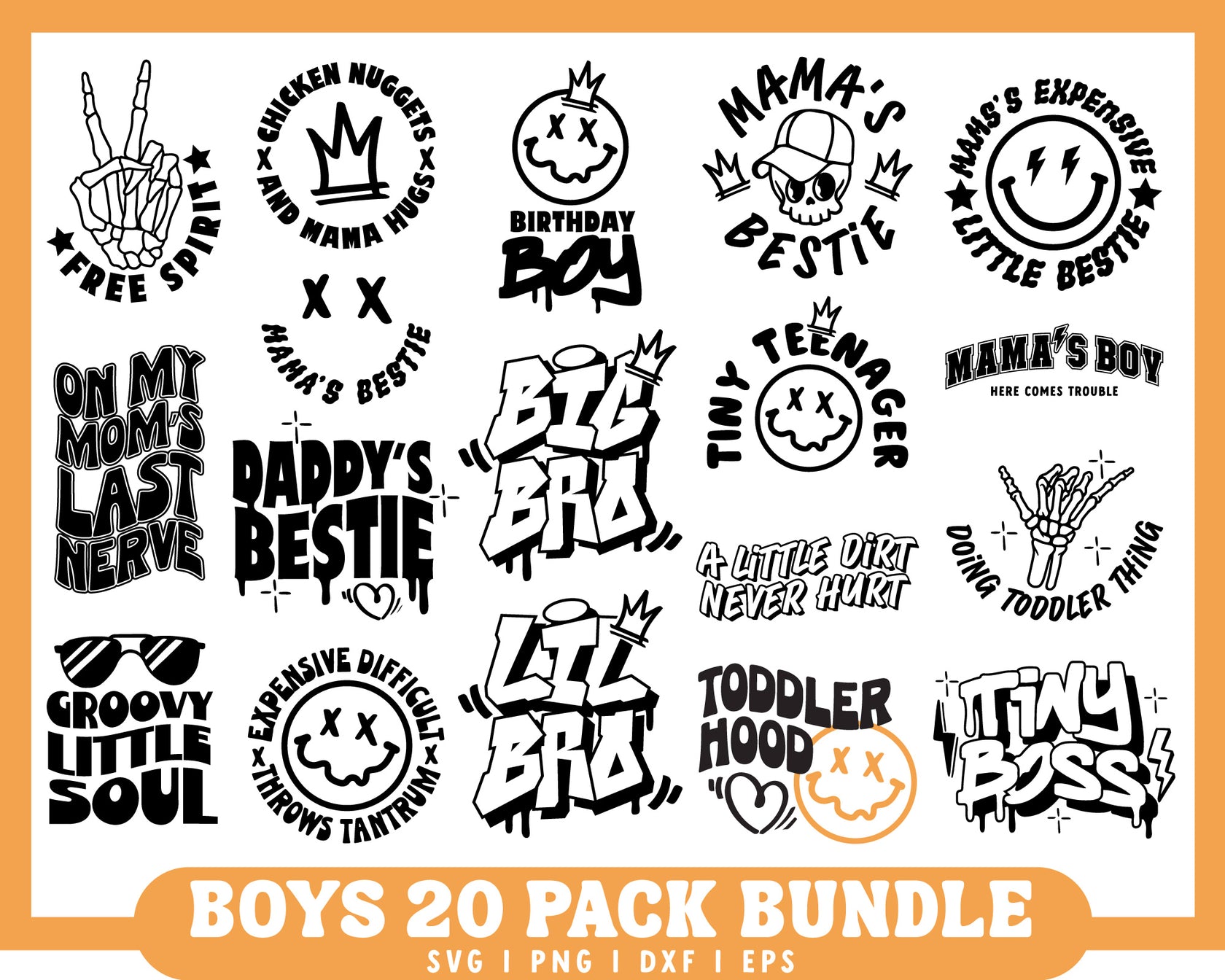 Toddler Cool Boy SVG Bundle | 20 Pack – Caluya Design