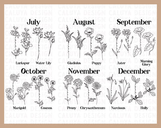 Birth Flower Bundle | Single Stem & Split Stem Pack – Caluya Design