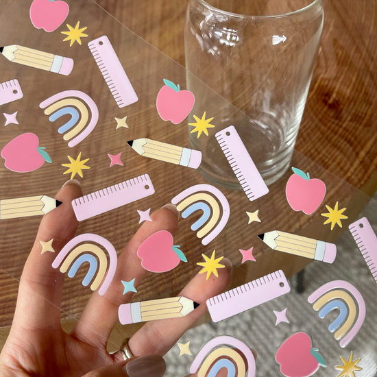 [ Double Sided ] 16oz Cup UV DTF Decal | Fun School Pink – Caluya Design