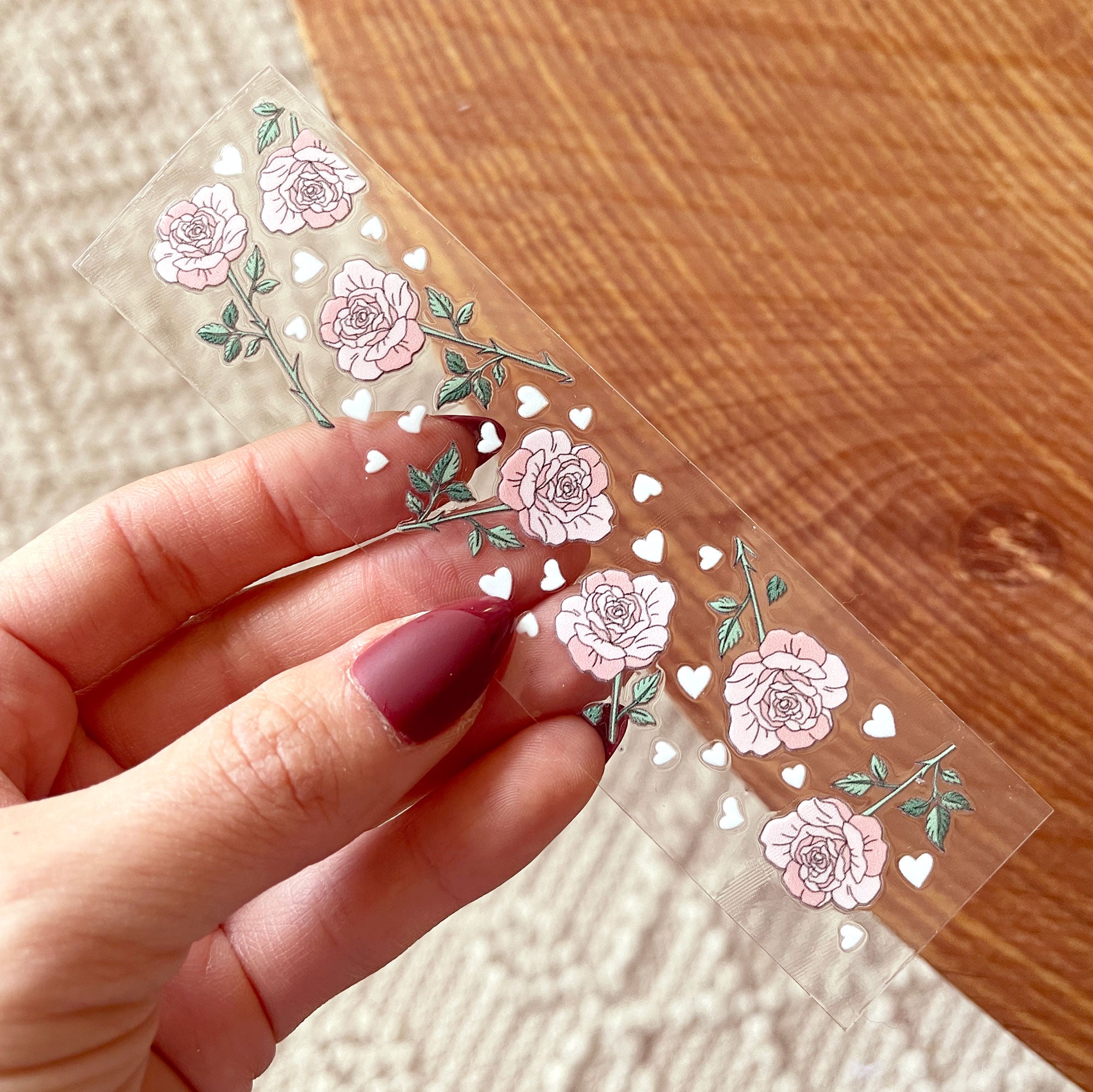 [ Double Sided ] Bookmark UV DTF Decal | Romantic Roses – Caluya Design
