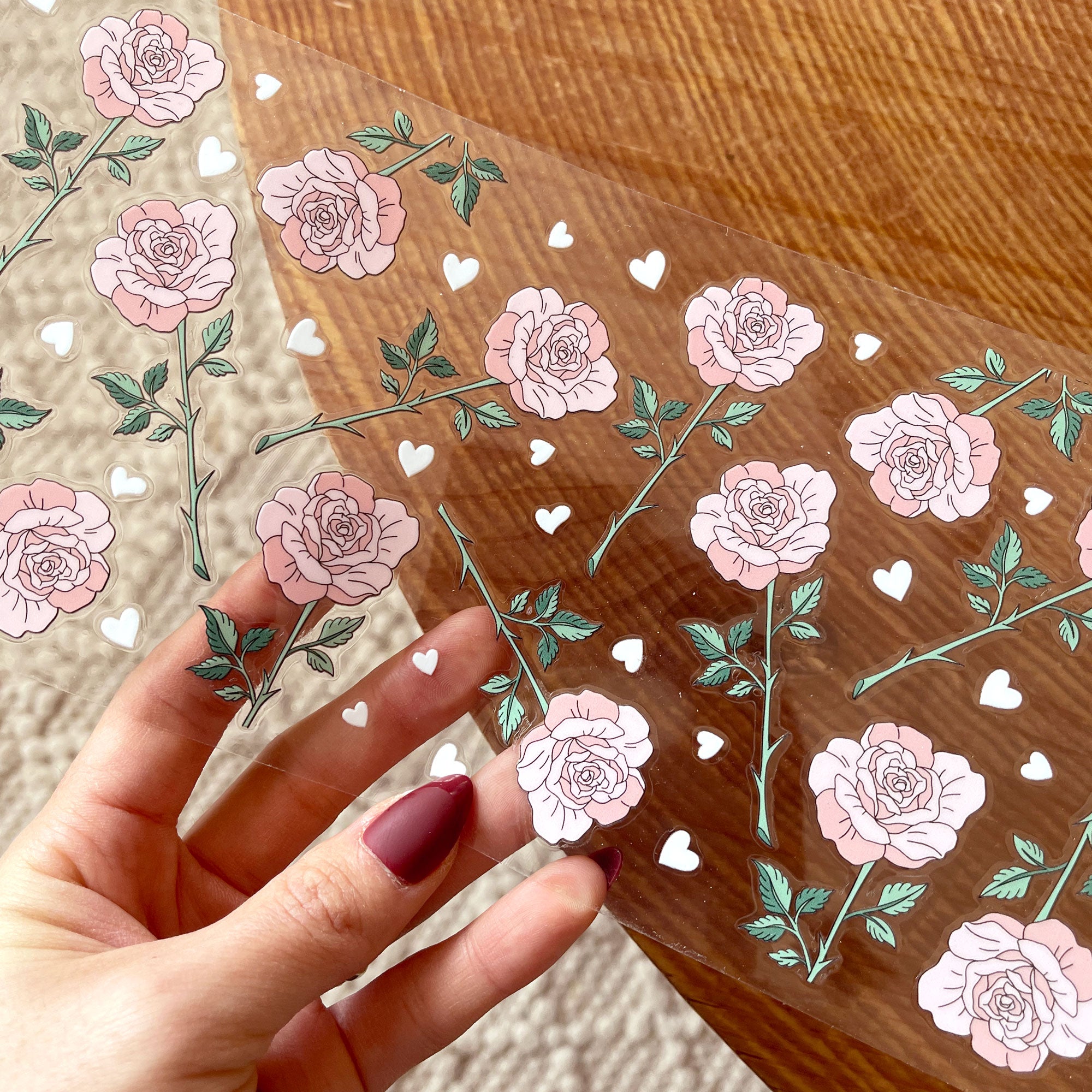 [ Double Sided ] 16oz Cup UV DTF Decal | Romantic Roses – Caluya Design
