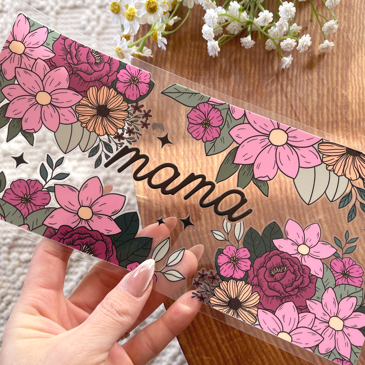 [ Double Sided ] 16oz Cup UV DTF Decal | Flower To Mama – Caluya Design