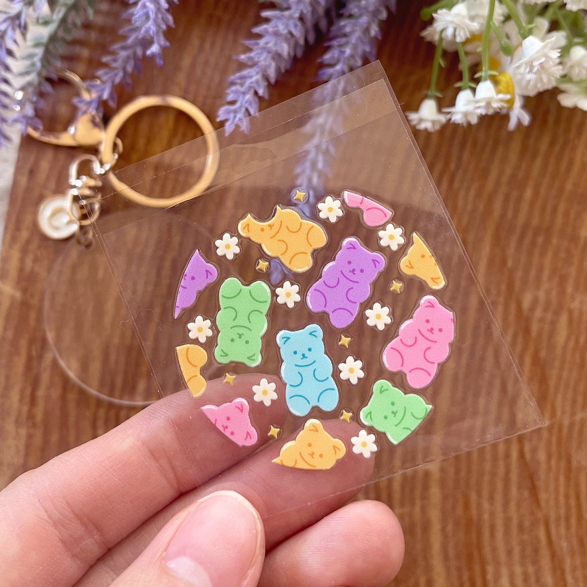 [ Double Sided ] Circle UV DTF Decal | Colorful Gummy Bear – Caluya Design