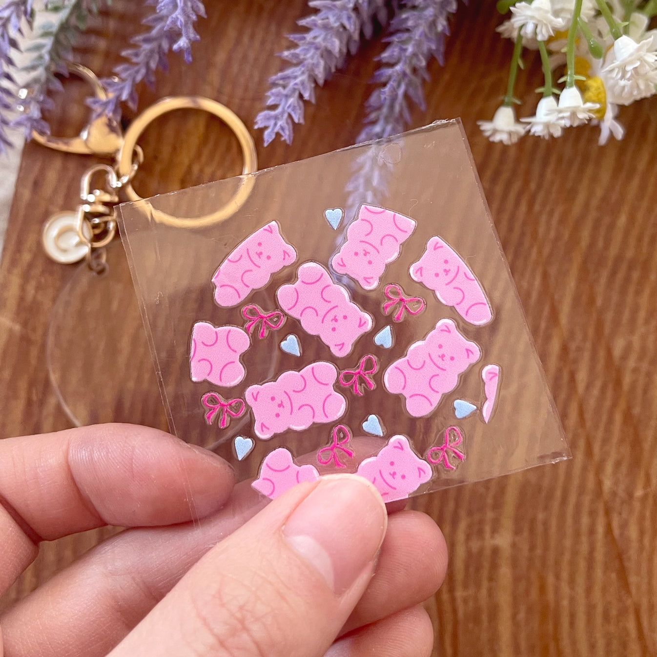 [ Double Sided ] Circle UV DTF Decal | Pink Gummy Bear – Caluya Design