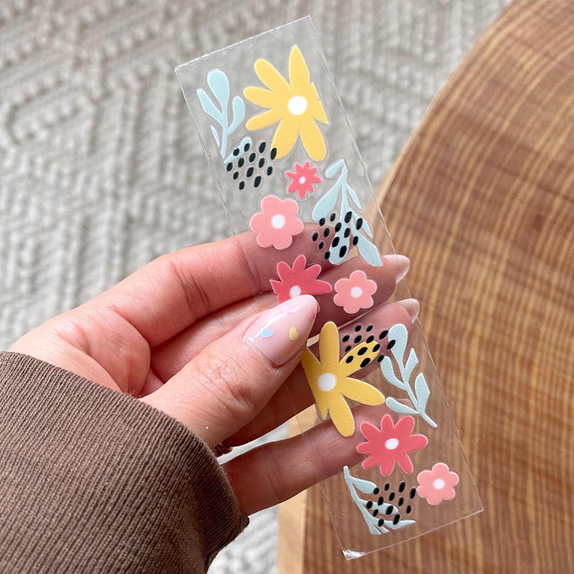 [ Double Sided ] Bookmark UV DTF Decal | Boho Spring Flower – Caluya Design