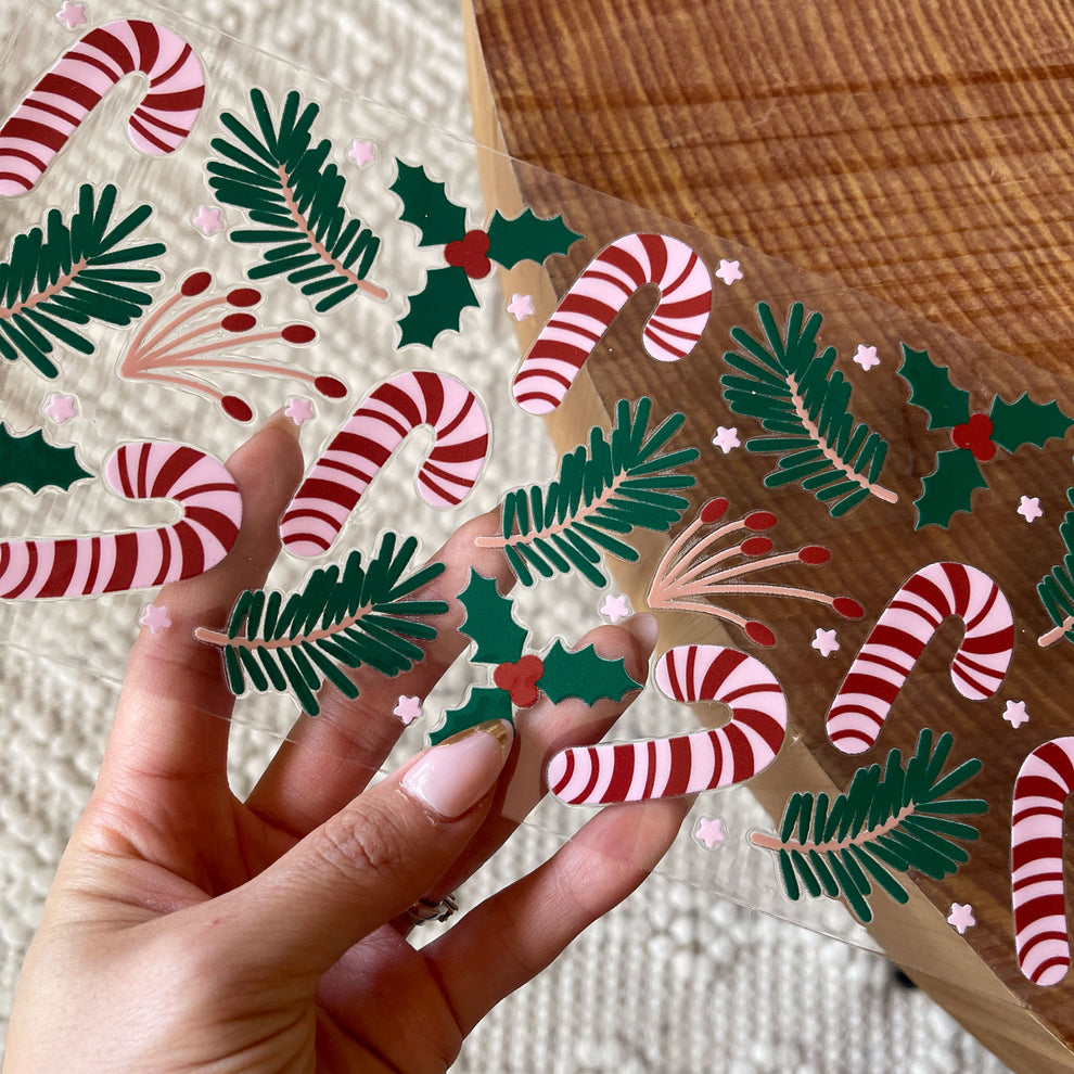 [ Double Sided ] 16oz Christmas Cup Decal | Mistletoe Candy Cane ...