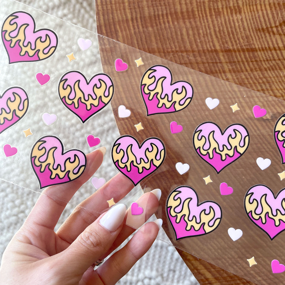 [ Double Sided ] 16oz Cup UV DTF Decal | Fire Heart – Caluya Design
