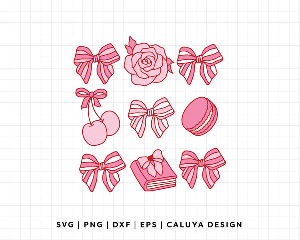 FREE Pink Girly Bow Clipart SVG | Clipart Set SVG – Caluya Design