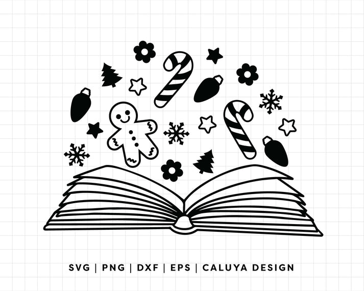 FREE Christmas Book SVG | Book Lovers SVG – Caluya Design