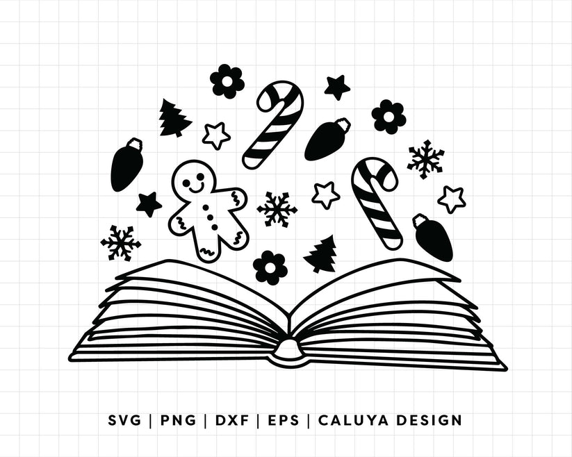 FREE Christmas Book SVG | Book Lovers SVG – Caluya Design