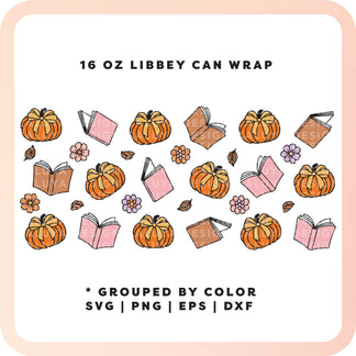 16oz Libbey Can Wrap SVG | Fall Book SVG – Caluya Design