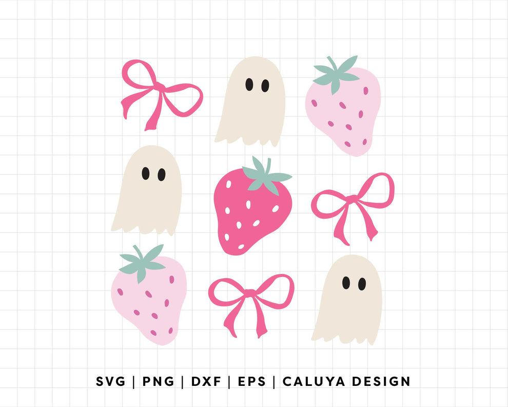FREE Strawberry Ghost SVG | Girly Ghost SVG – Caluya Design