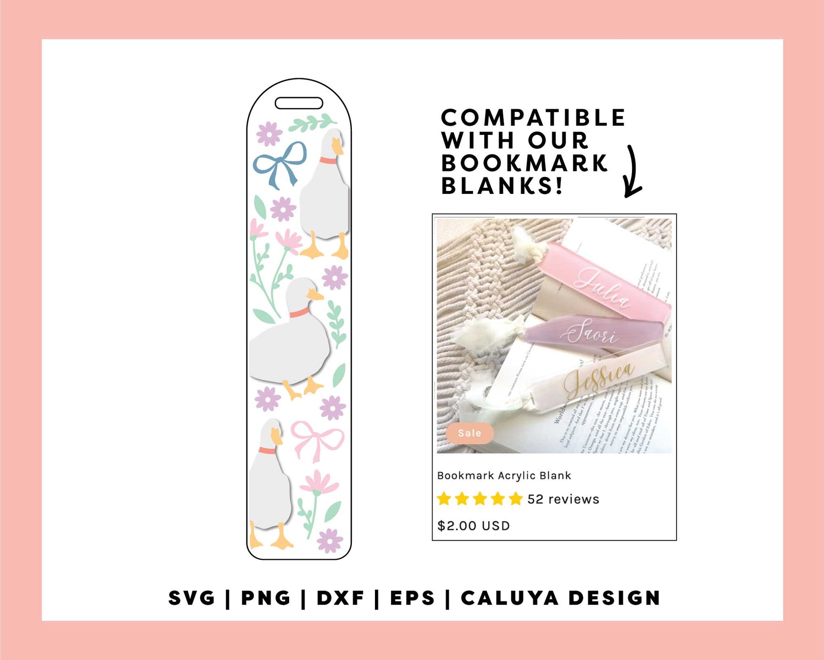 Bookmark Template SVG | Cottage-core Ducks SVG – Caluya Design