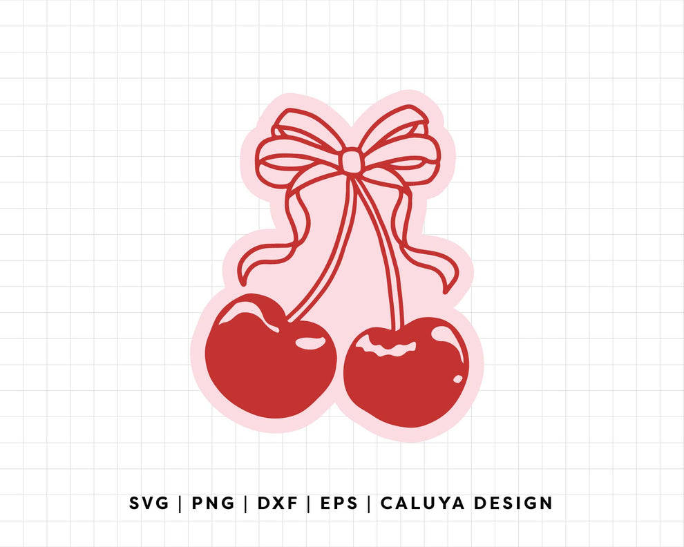FREE Coquette Cherry SVG | Cherry with Bow SVG – Caluya Design