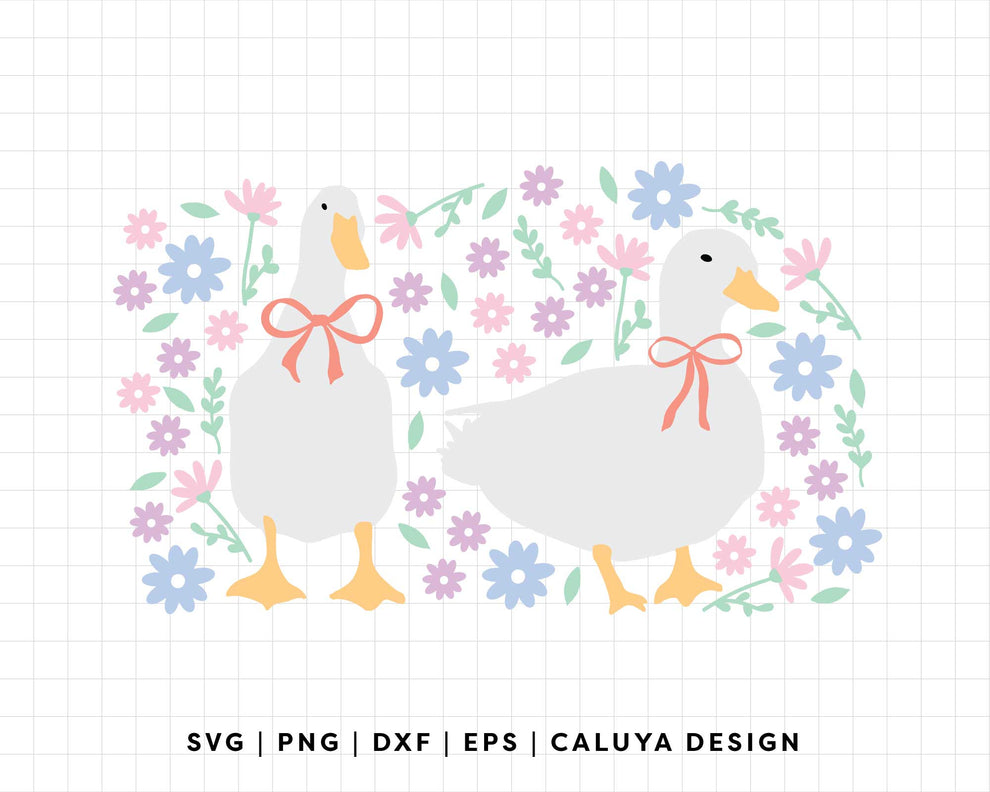 FREE Duck and Flower SVG | Spring Flower SVG – Caluya Design