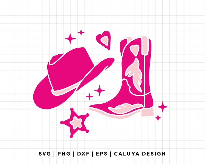 FREE Pink Cowgirl Boots SVG | Cowgirl SVG – Caluya Design