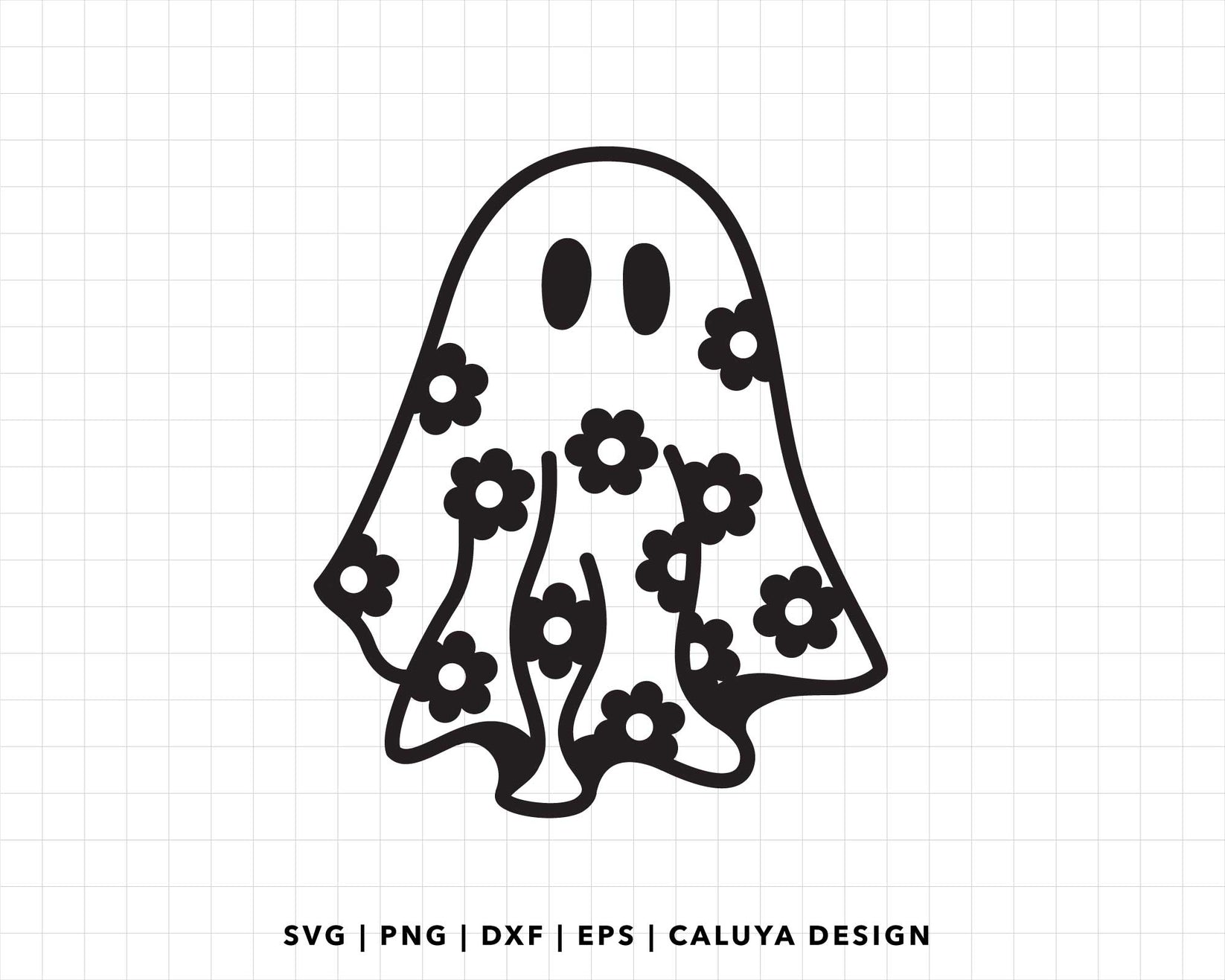 FREE Floral Ghost SVG | Retro Cute Ghost SVG – Caluya Design