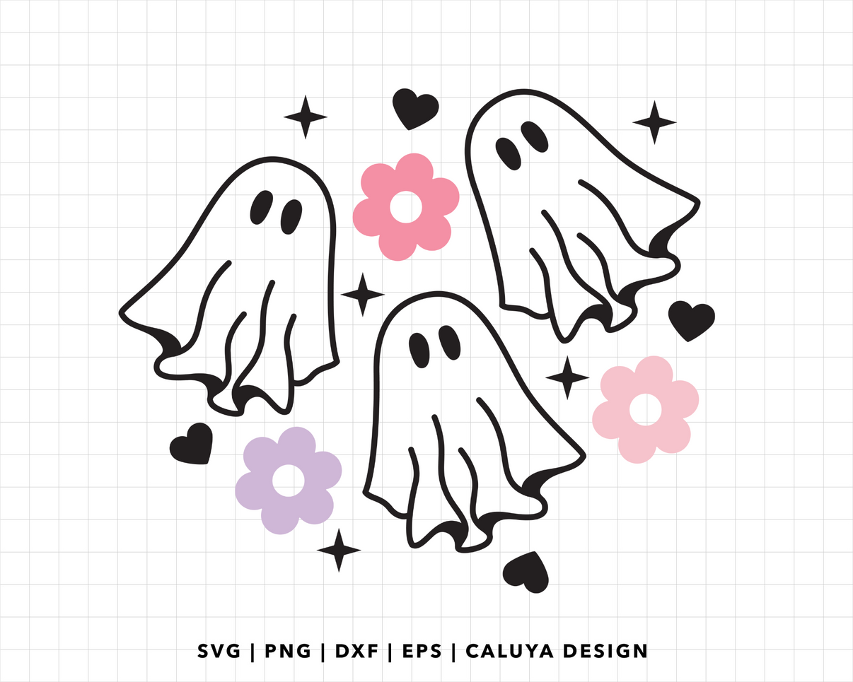 FREE Cute Ghost With Flower SVG | Halloween SVG Cut File for Cricut ...