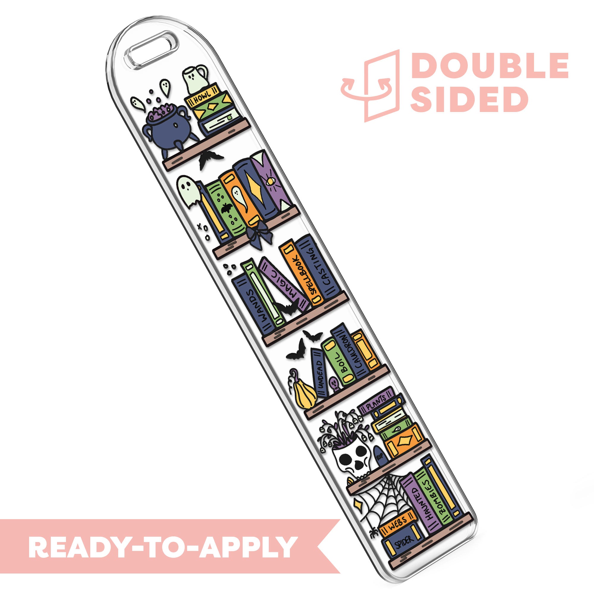 [ Double Sided ] Bookmark UV DTF Decal | Spooky Library – Caluya Design