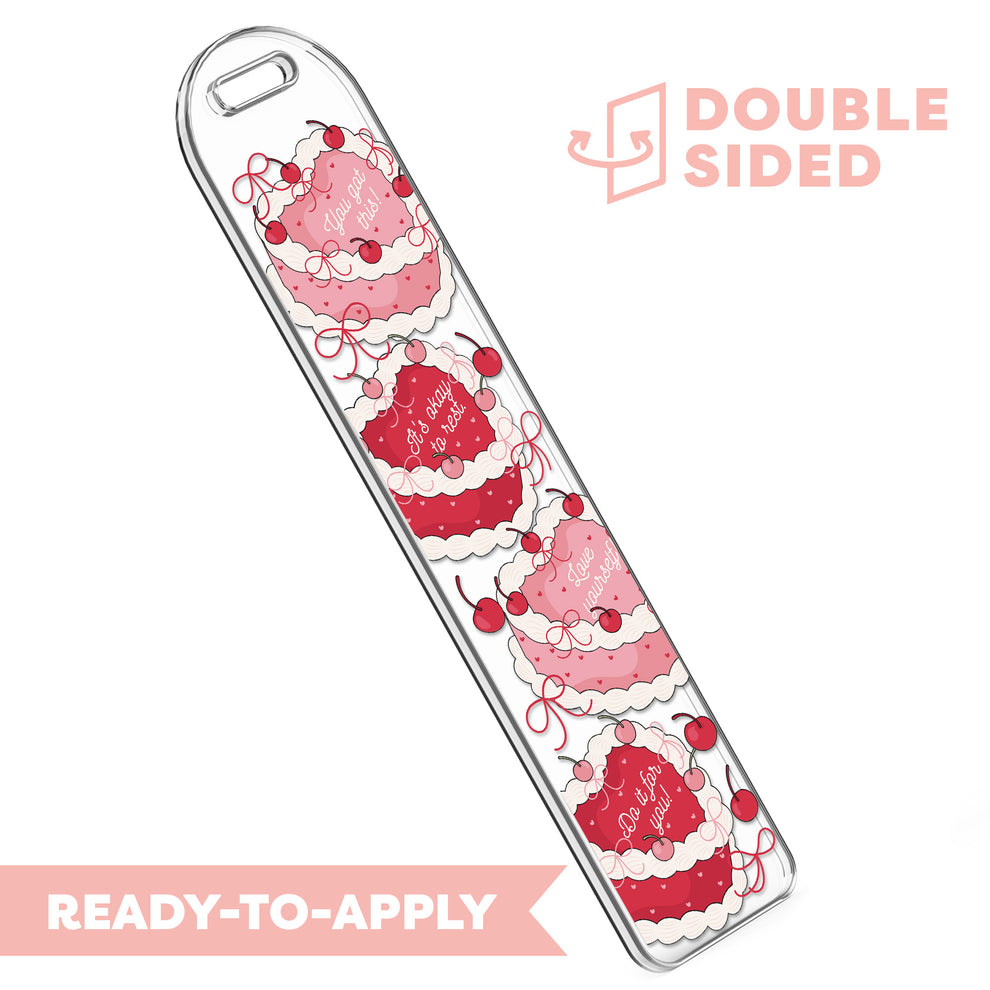 [ Double Sided ] Bookmark UV DTF Decal | Romantic Cake – Caluya Design