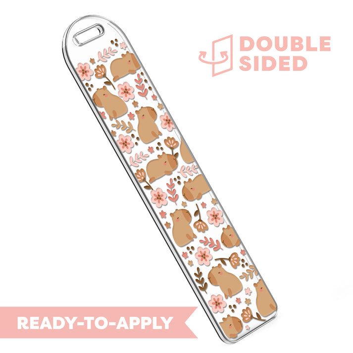 [ Double Sided ] Bookmark UV DTF Decal | Floral Capybara – Caluya Design