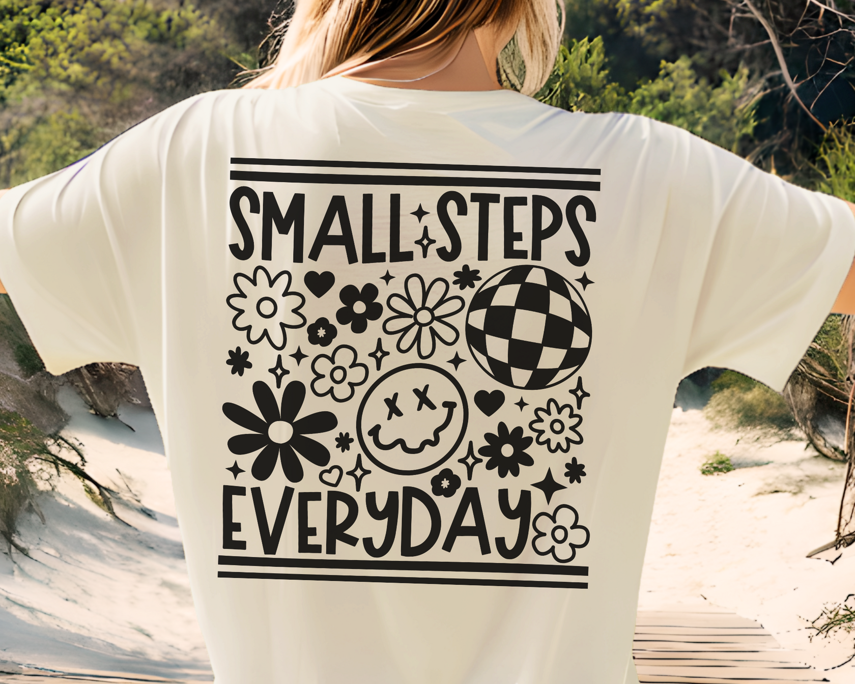FREE Small Steps Everyday SVG | Retro Smiley Face SVG Cut File for ...
