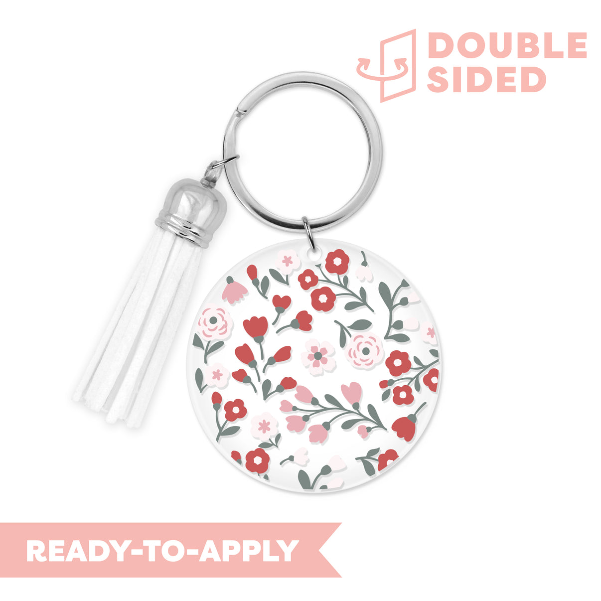 [ Double Sided ] Circle UV DTF Decal | Pink & Red Flower – Caluya Design
