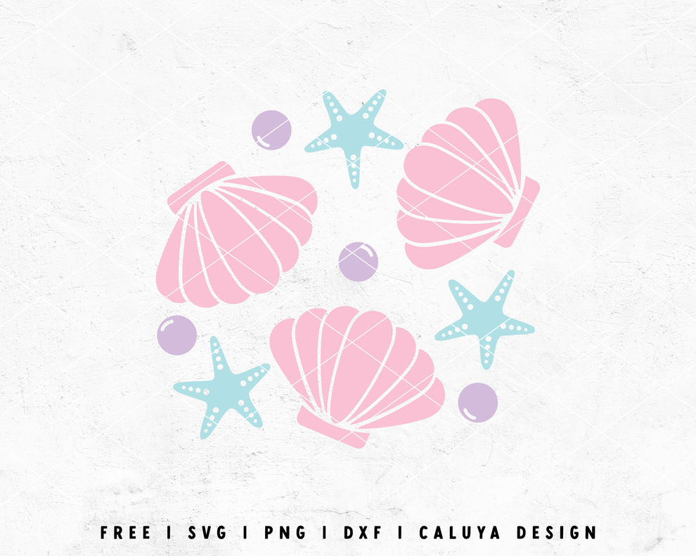 FREE Seashell Set SVG | Mermaid Clipart SVG Cut File for Cricut, Cameo ...