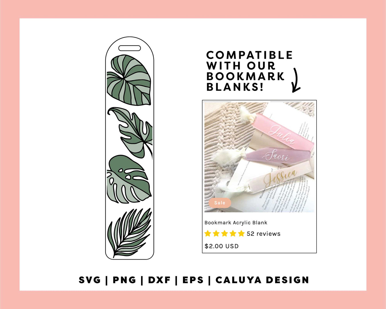 Bookmark Template SVG | Tropical Leaf SVG – Caluya Design