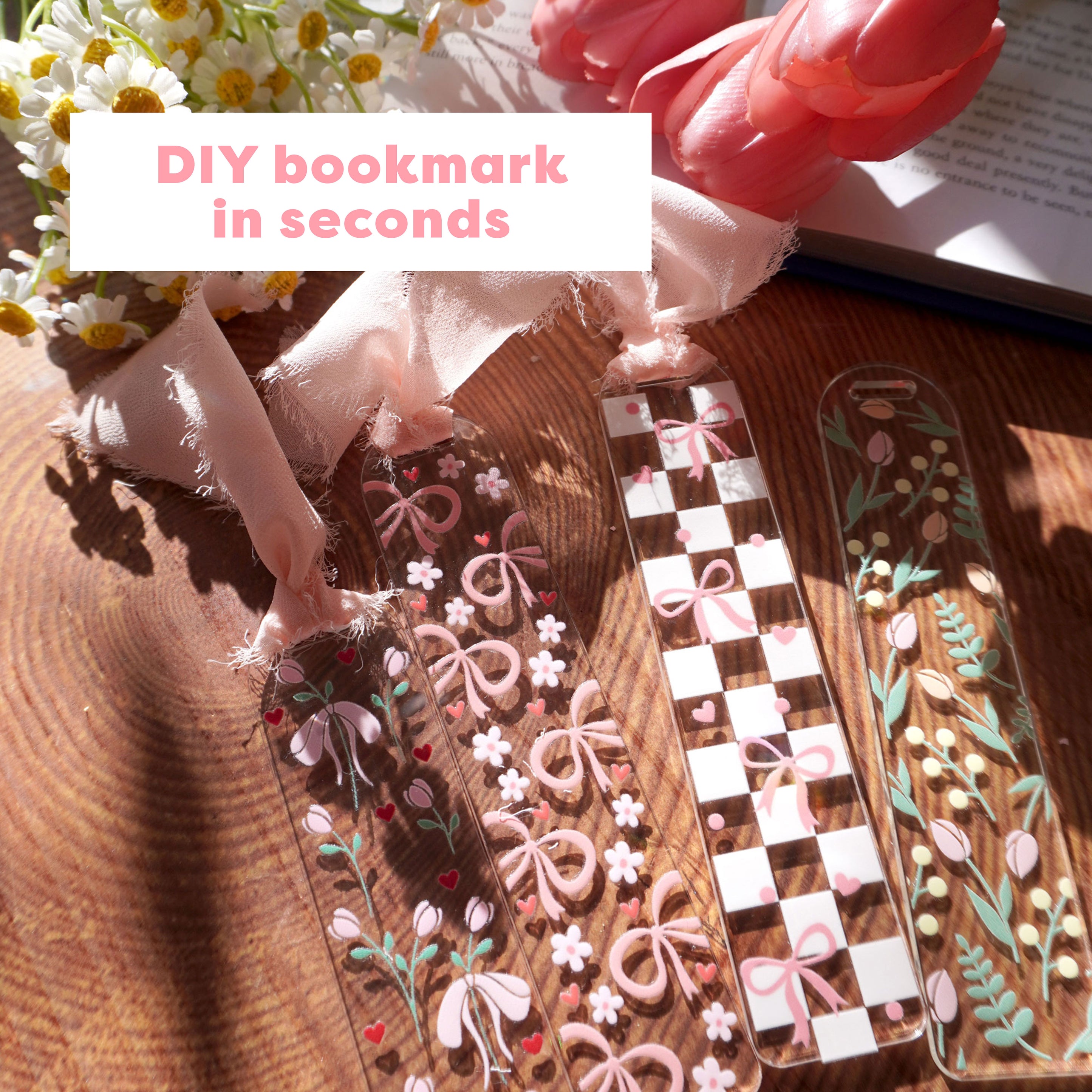 [ Double Sided ] Bookmark UV DTF Decal | Floral Skeleton – Caluya Design