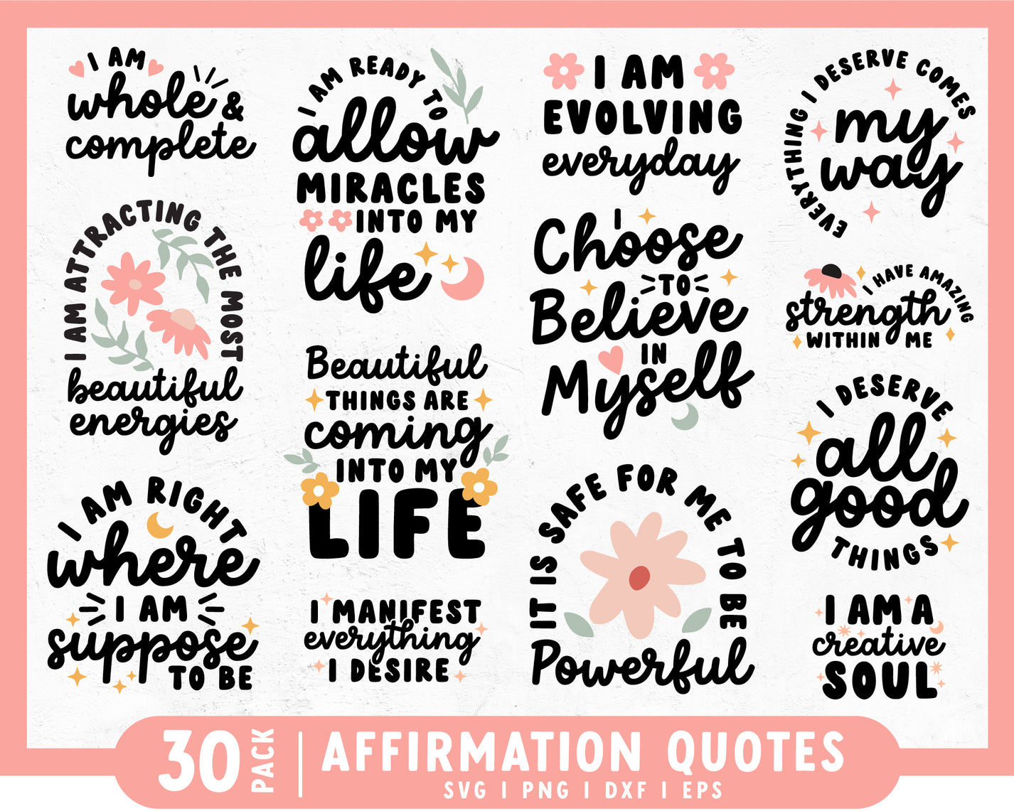 Affirmation Quote SVG Bundle | 30 Pack – Caluya Design