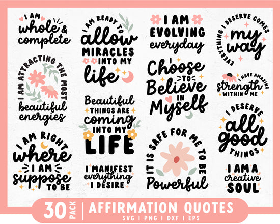 Affirmation Quote SVG Bundle | 30 Pack – Caluya Design